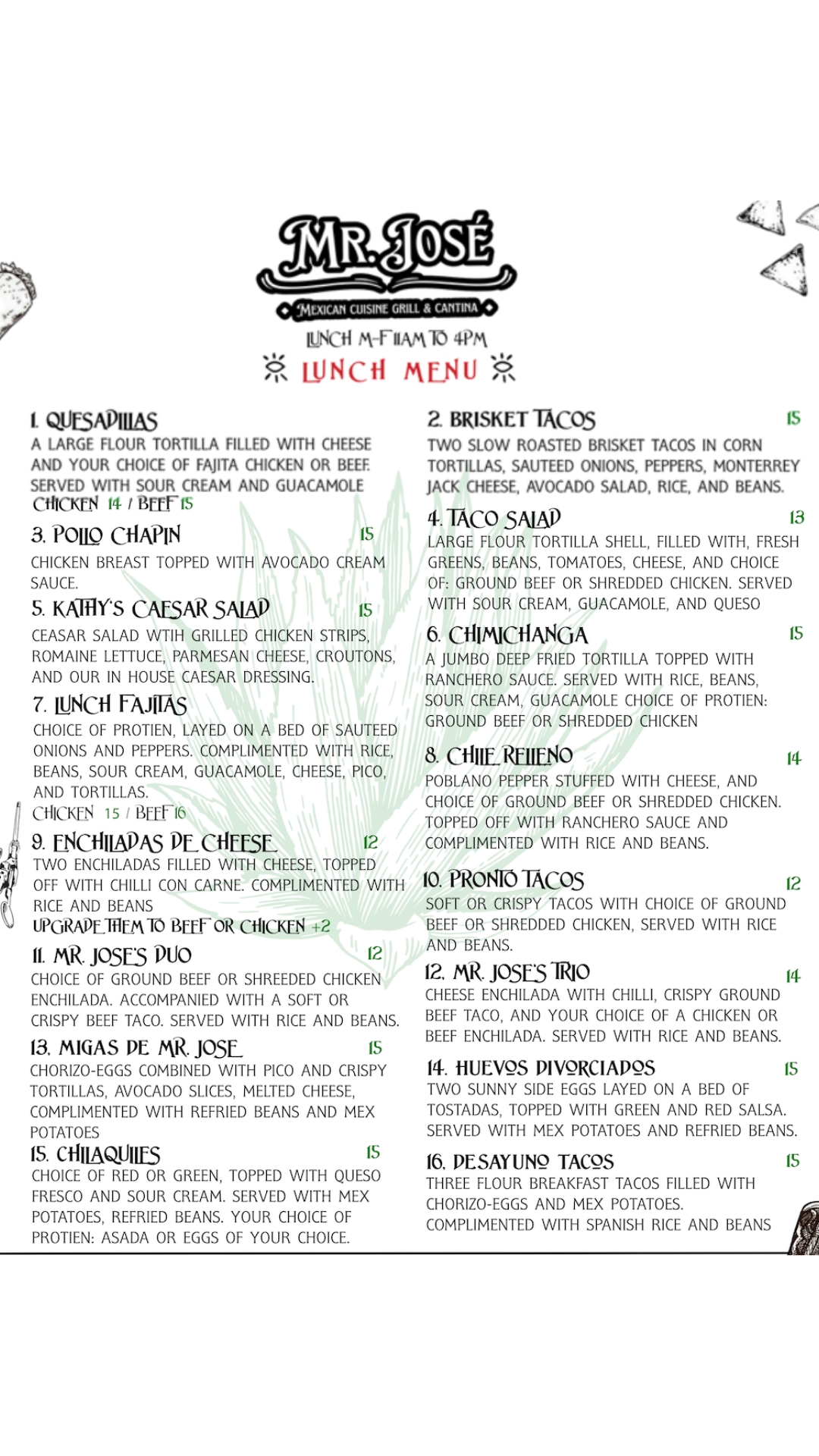 Explore Our Authentic Tex-Mex Menu | Mr. Jose Restaurant